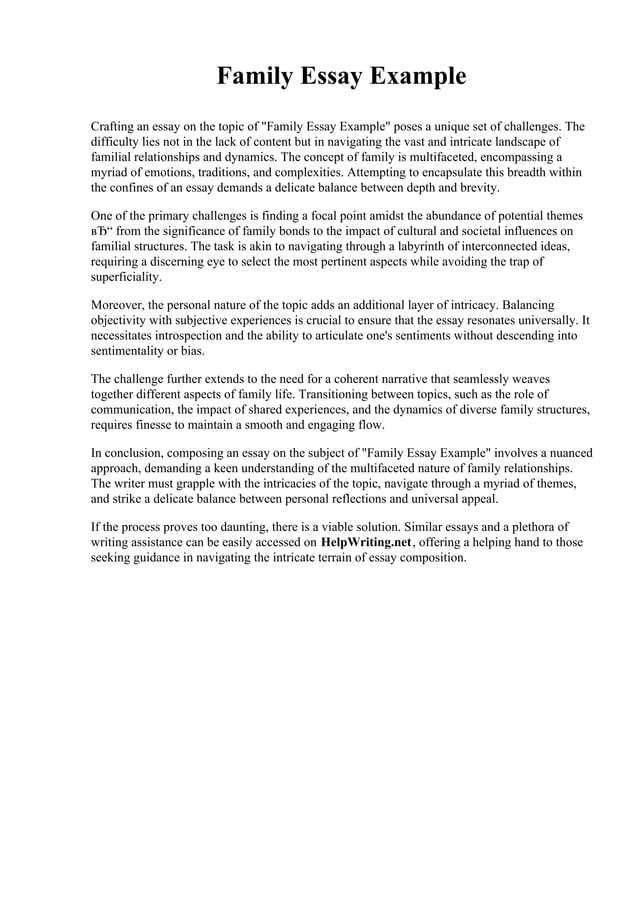 Family Essay Example | PDF