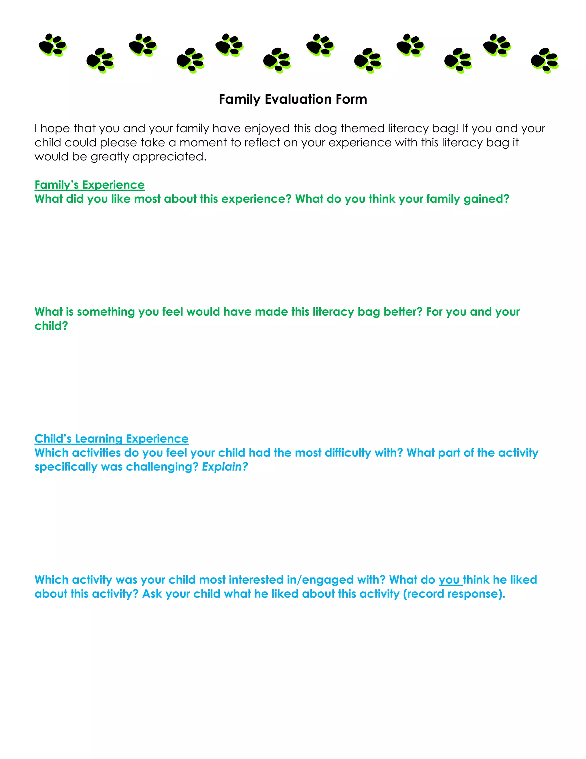 Family evaluation form | DOCX