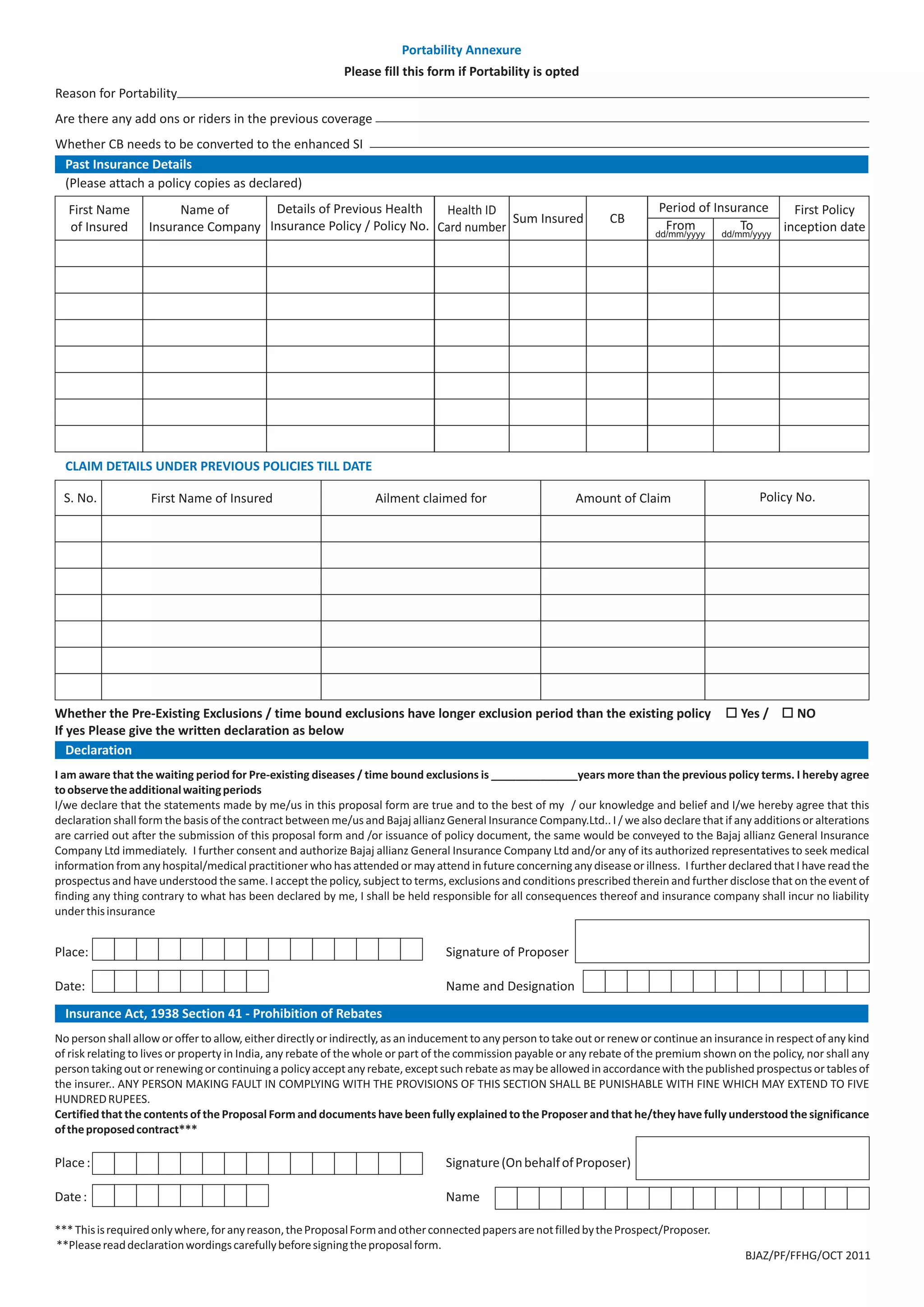 Family Floater Health Guard Proposal Form | PDF | Health Insurance ...