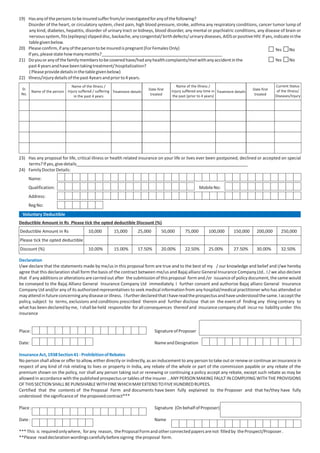 Family Floater Health Guard Proposal Form | PDF | Health Insurance ...