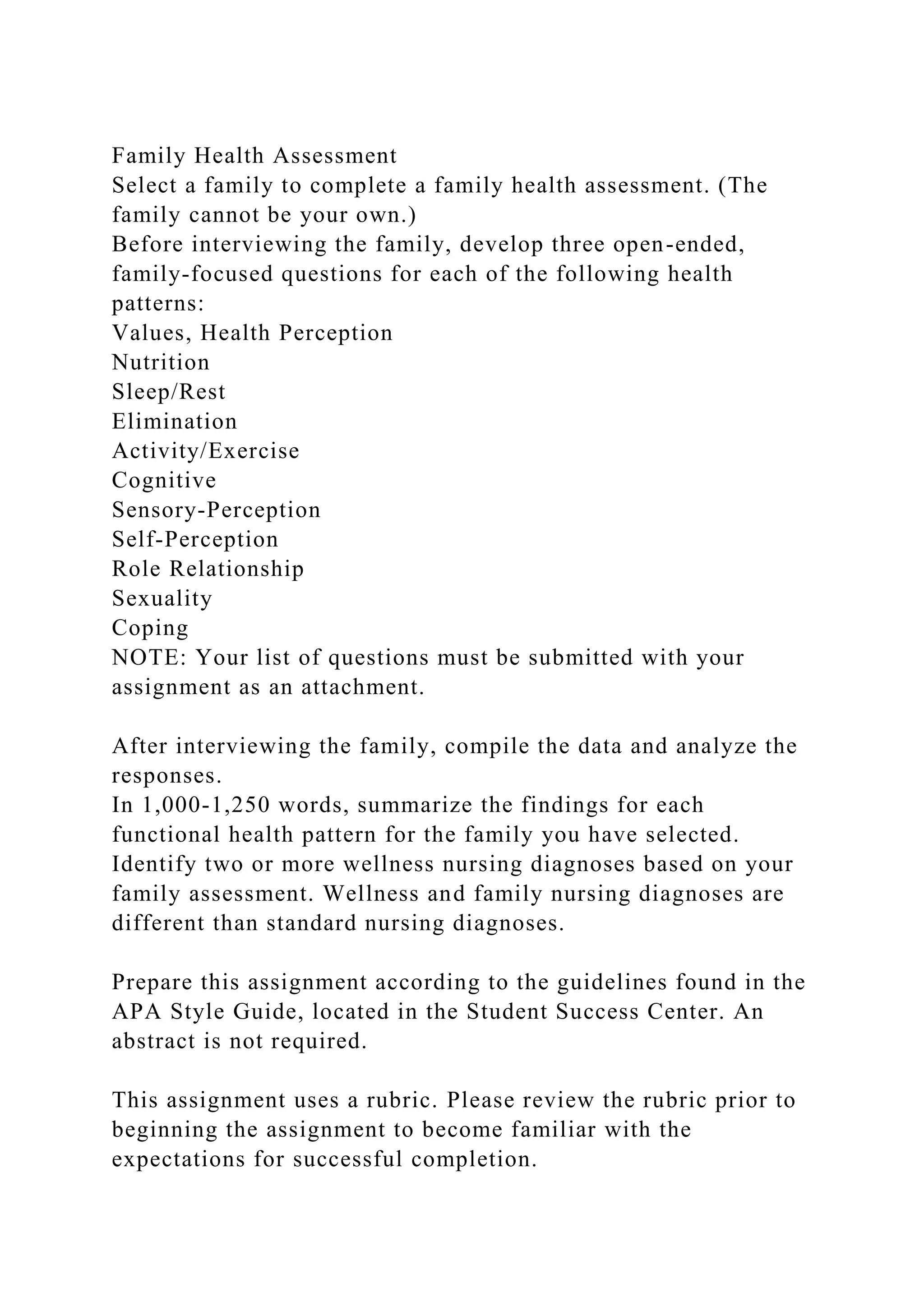 Family Health AssessmentSelect a family to complete a family healt.docx