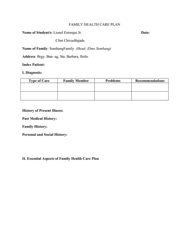 Family health care plan | DOCX