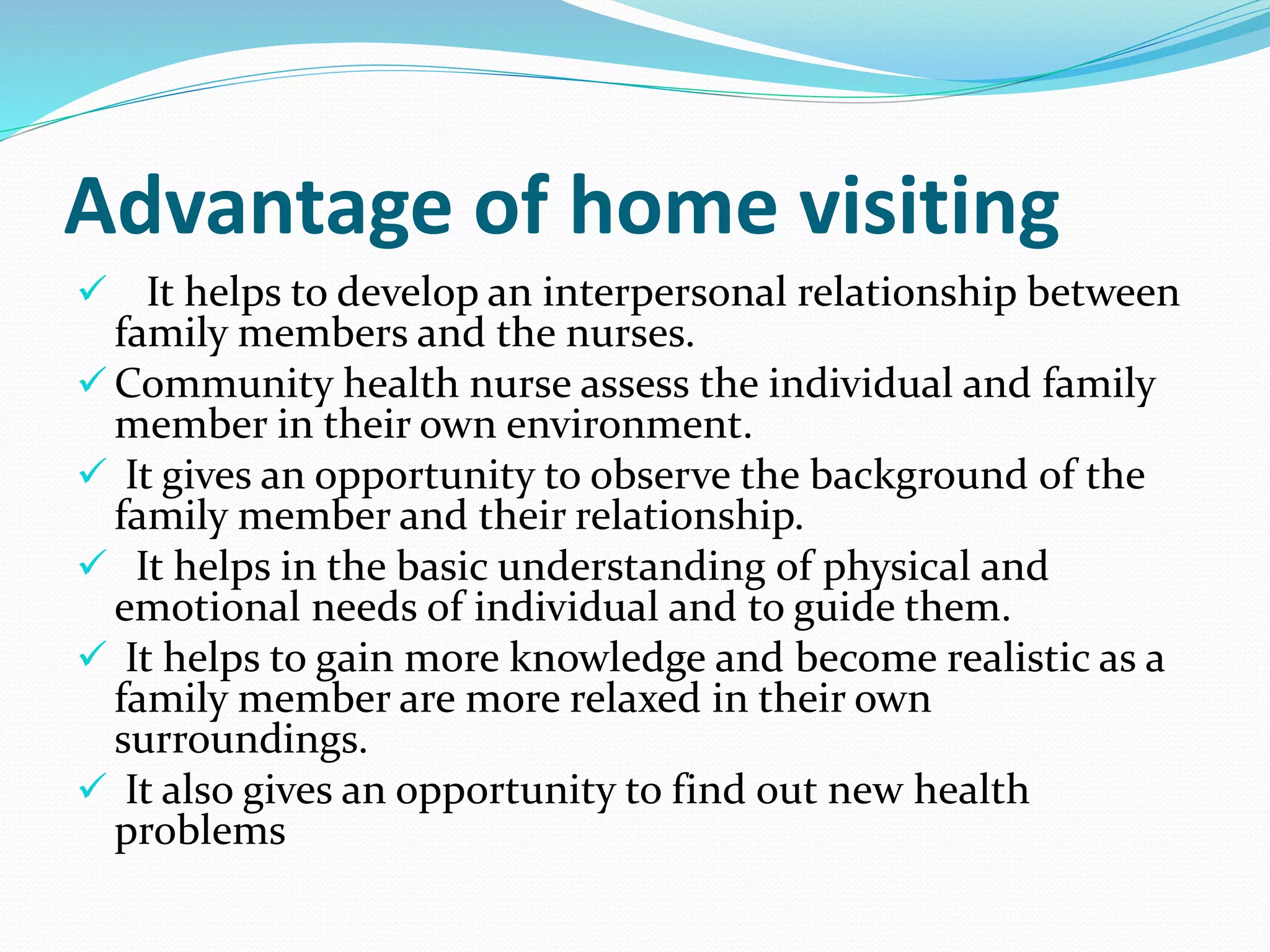 Family health care settings home visit (Unit - VI) | PPTX