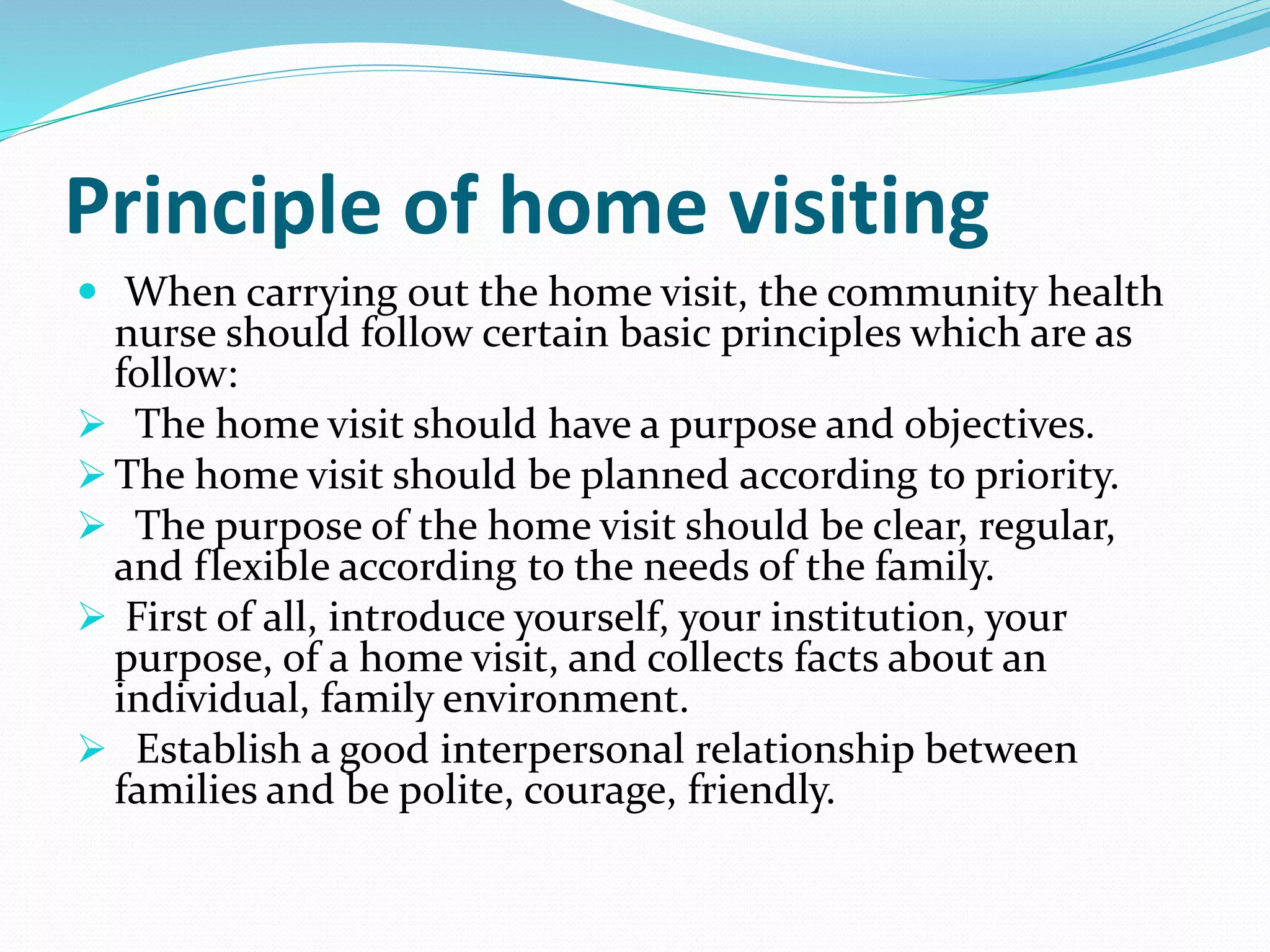 Family health care settings home visit (Unit - VI) | PPTX