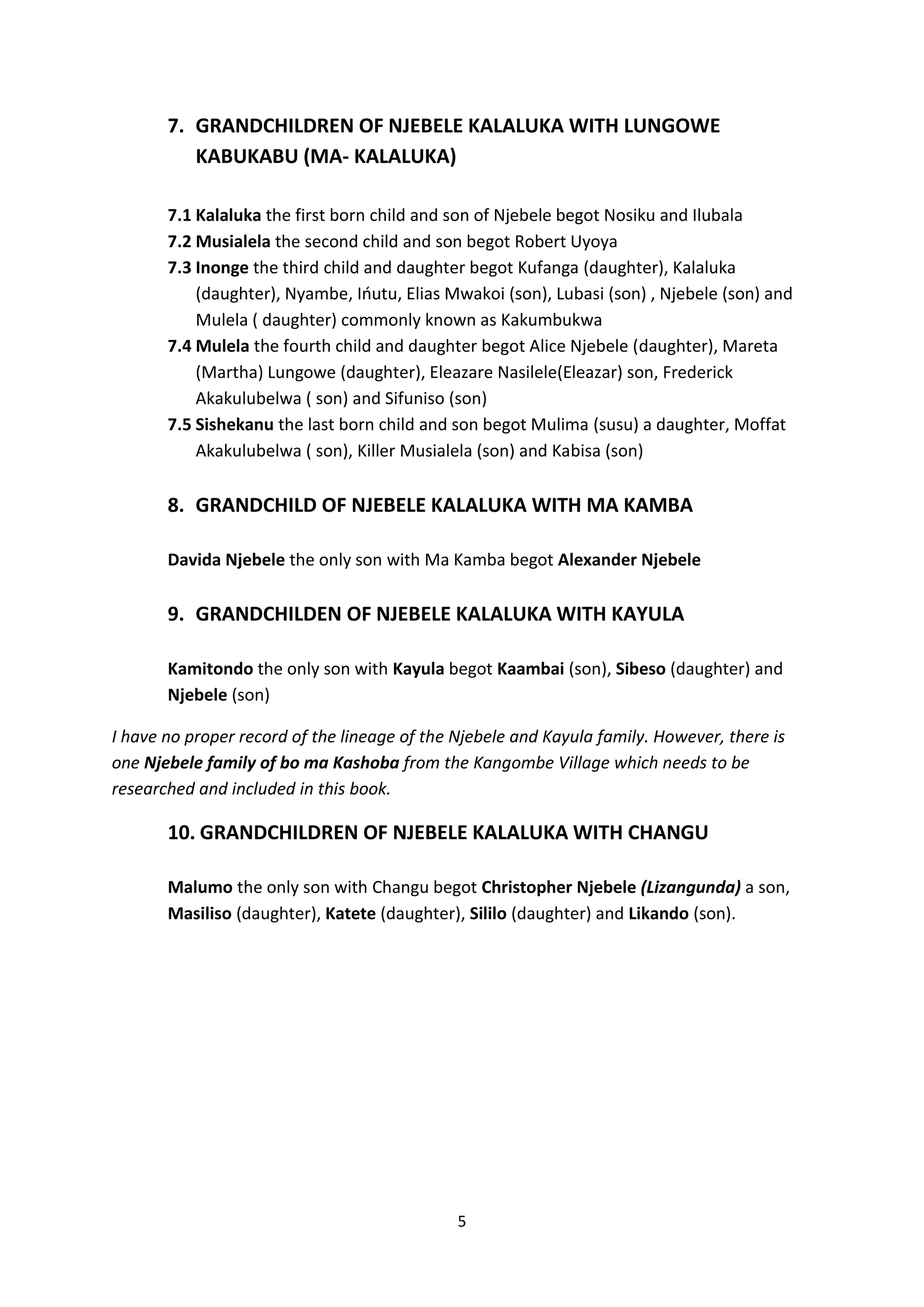 Family history book of Ruth Mulela Njebele | PDF