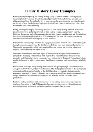 Family History Essay Examples | PDF