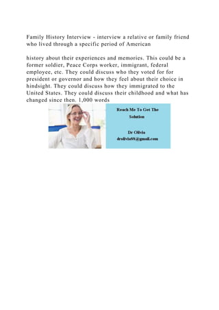 Family History Interview - interview a relative or family friend who ...