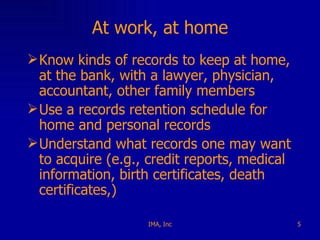 Family and Home Records Management | PPT