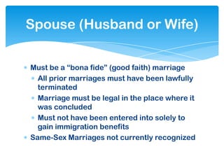 Family Immigration Categories | PPTX