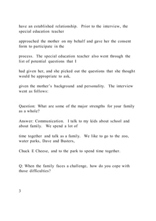 FAMILY INTERVIEW The Parent of a Child with an Excepti | DOCX