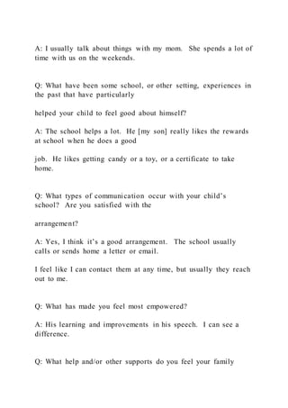 FAMILY INTERVIEW The Parent of a Child with an Excepti | DOCX