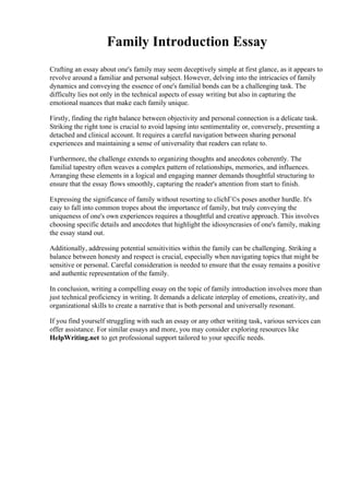 Family Introduction Essay.pdf | Hobbies & Interests
