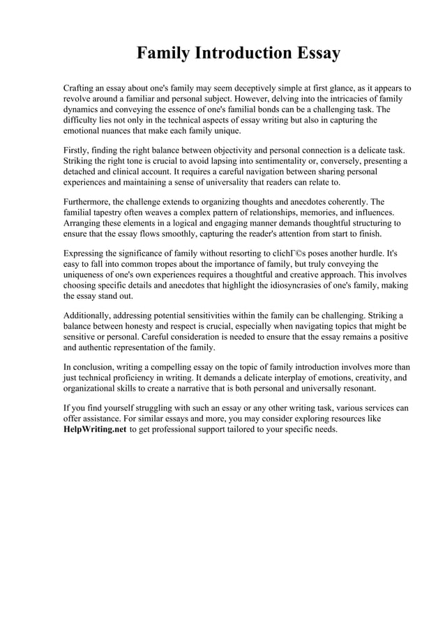 Family Introduction Essay.pdf | Hobbies & Interests
