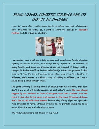 Family issues, domestic violence and its impact on childrens | PDF