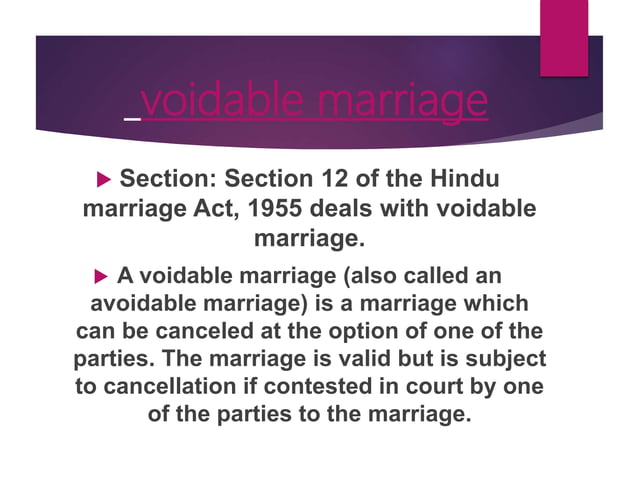 void and voidable forms of marriages with case laws.... | PPTX | Marriage and Civil Unions ...