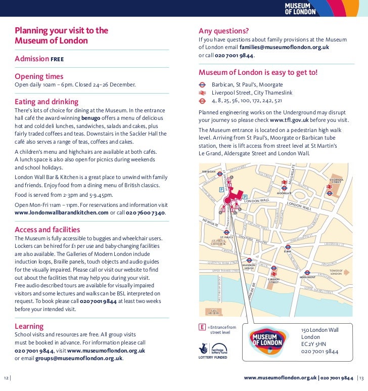 Museum of London Family events leaflet
