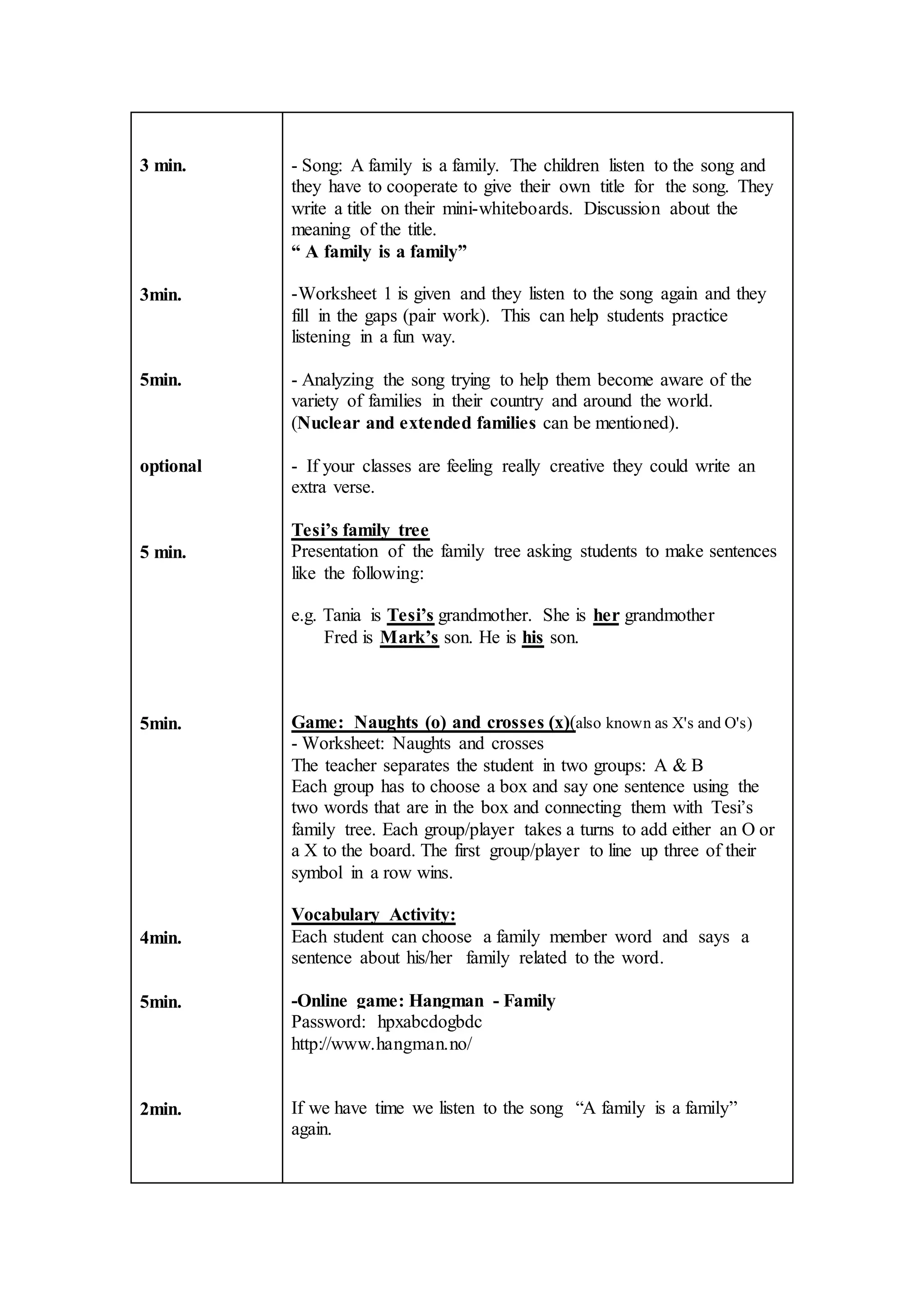 Family lesson 1 lesson plan | DOCX