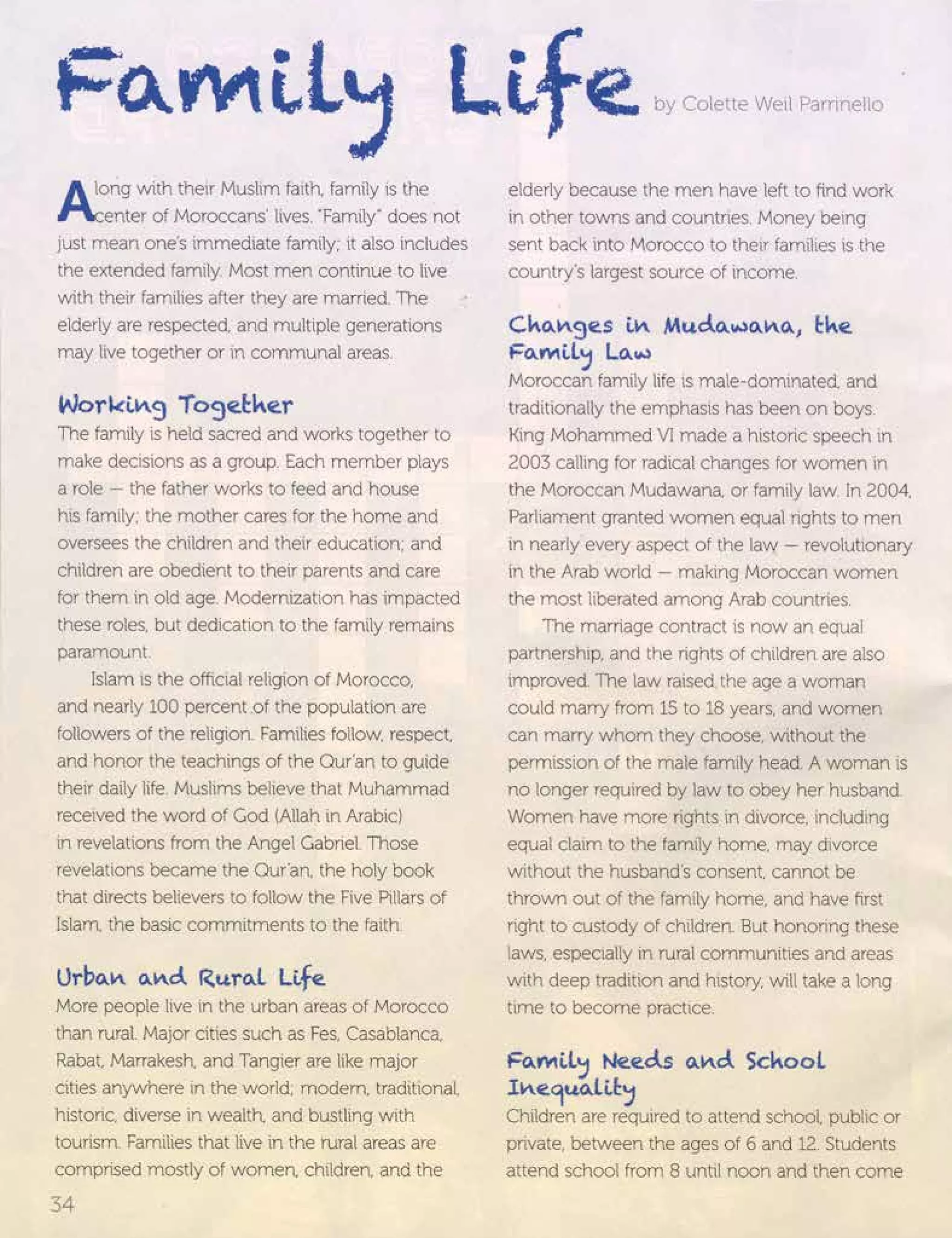 Moroccan Family Life by Colette Weil Parrinello Cobblestone ...