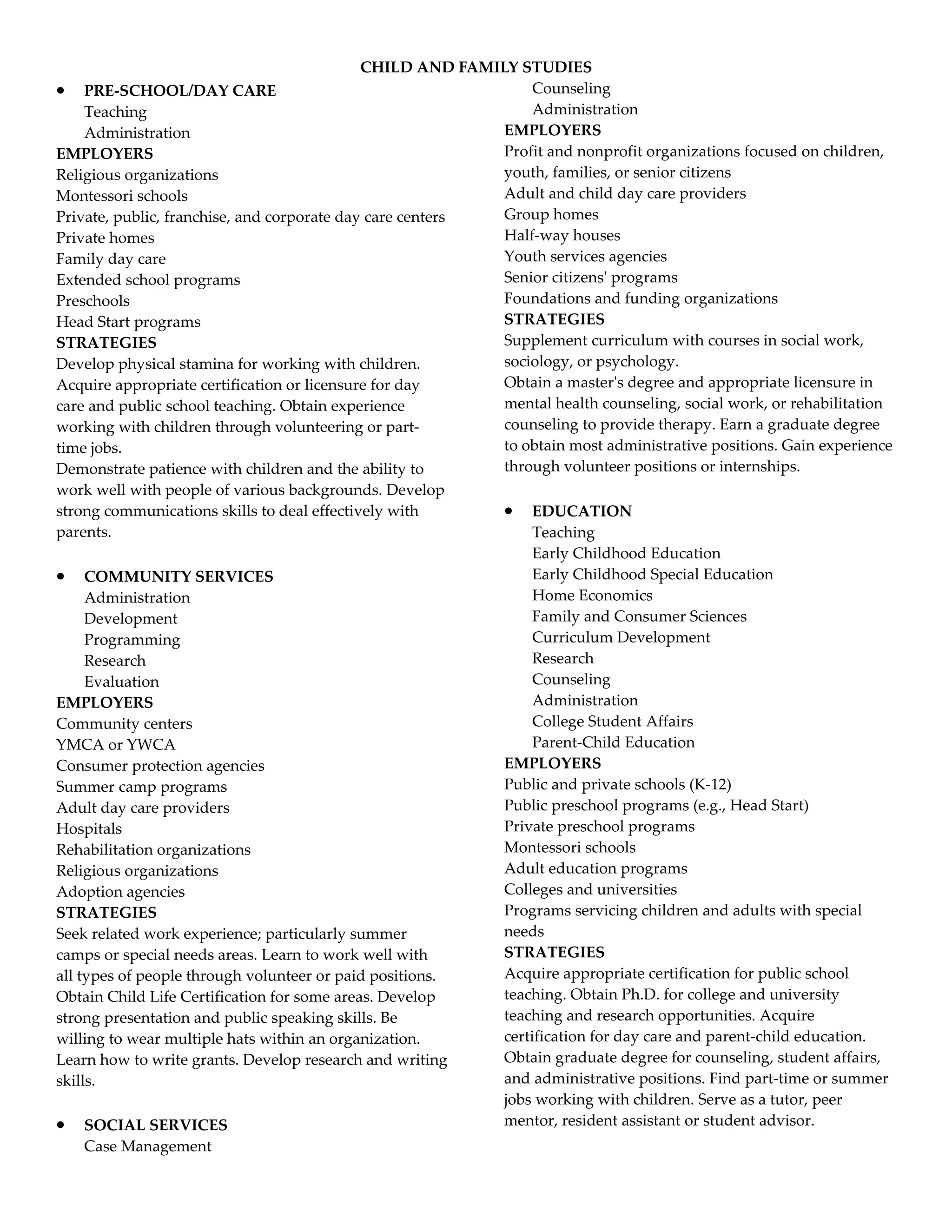 Family life education careers | DOC