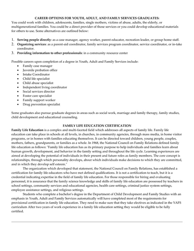 Family life education careers | PDF