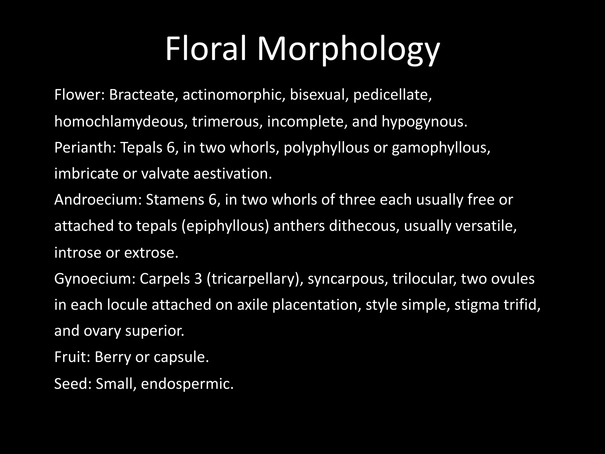 Taxonomy of Angiosperms: Family Liliaceae | PDF