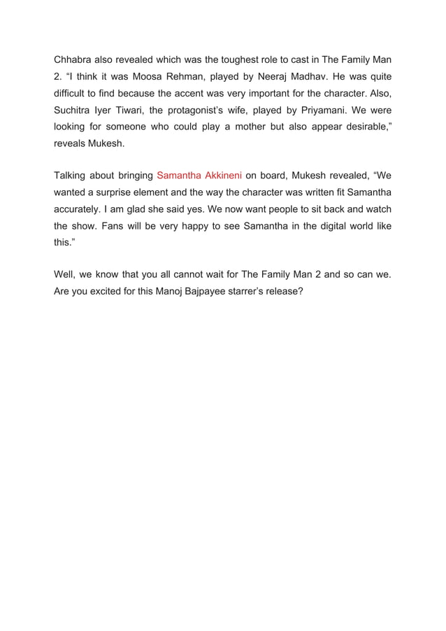 Family man season 2 | PDF