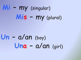 Family members in Spanish for primary education | PPTX