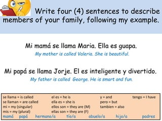 Family members in Spanish for primary education | PPTX