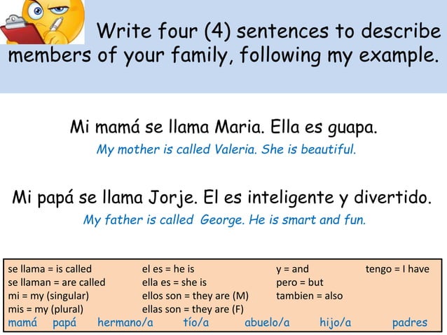 Family members in Spanish for primary education | PPTX