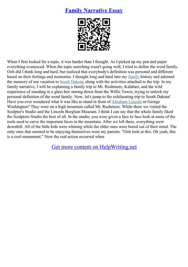 Family Narrative Essay | PDF