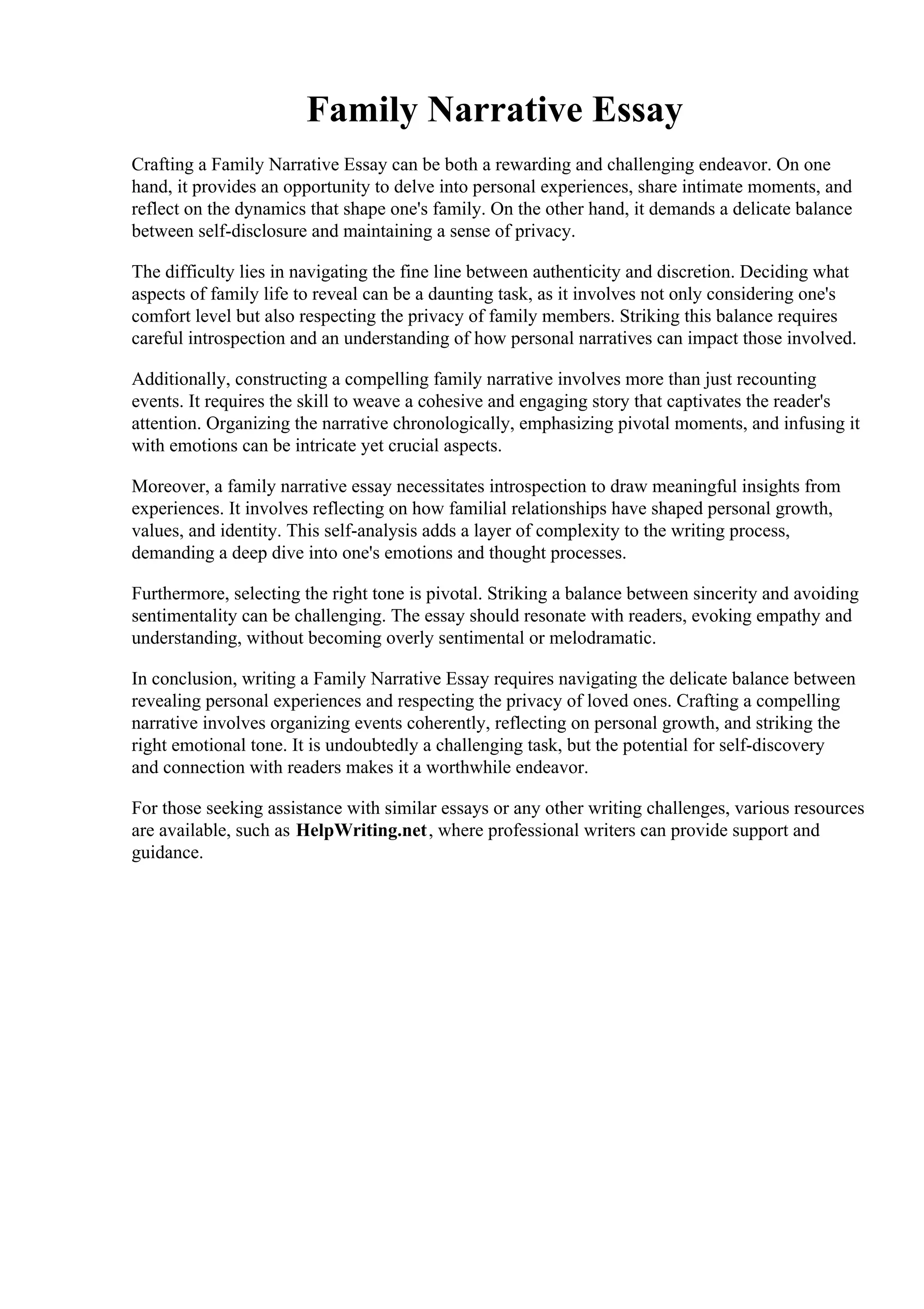 Family Narrative Essay | PDF