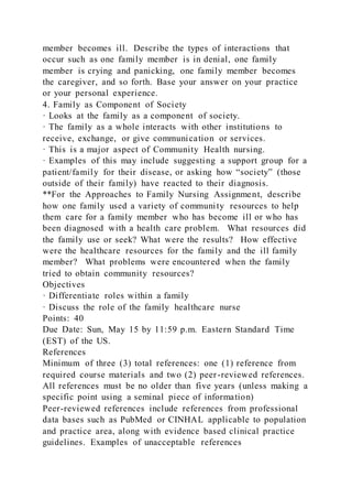 Family Nursing Module 1 assignmentOverviewDiscuss from your | DOCX