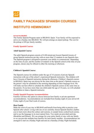 Family Packages Spanish courses Instituto Hemingway | PDF
