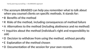 family planning counselling ppt for B.Sc Nursing Students | PPTX