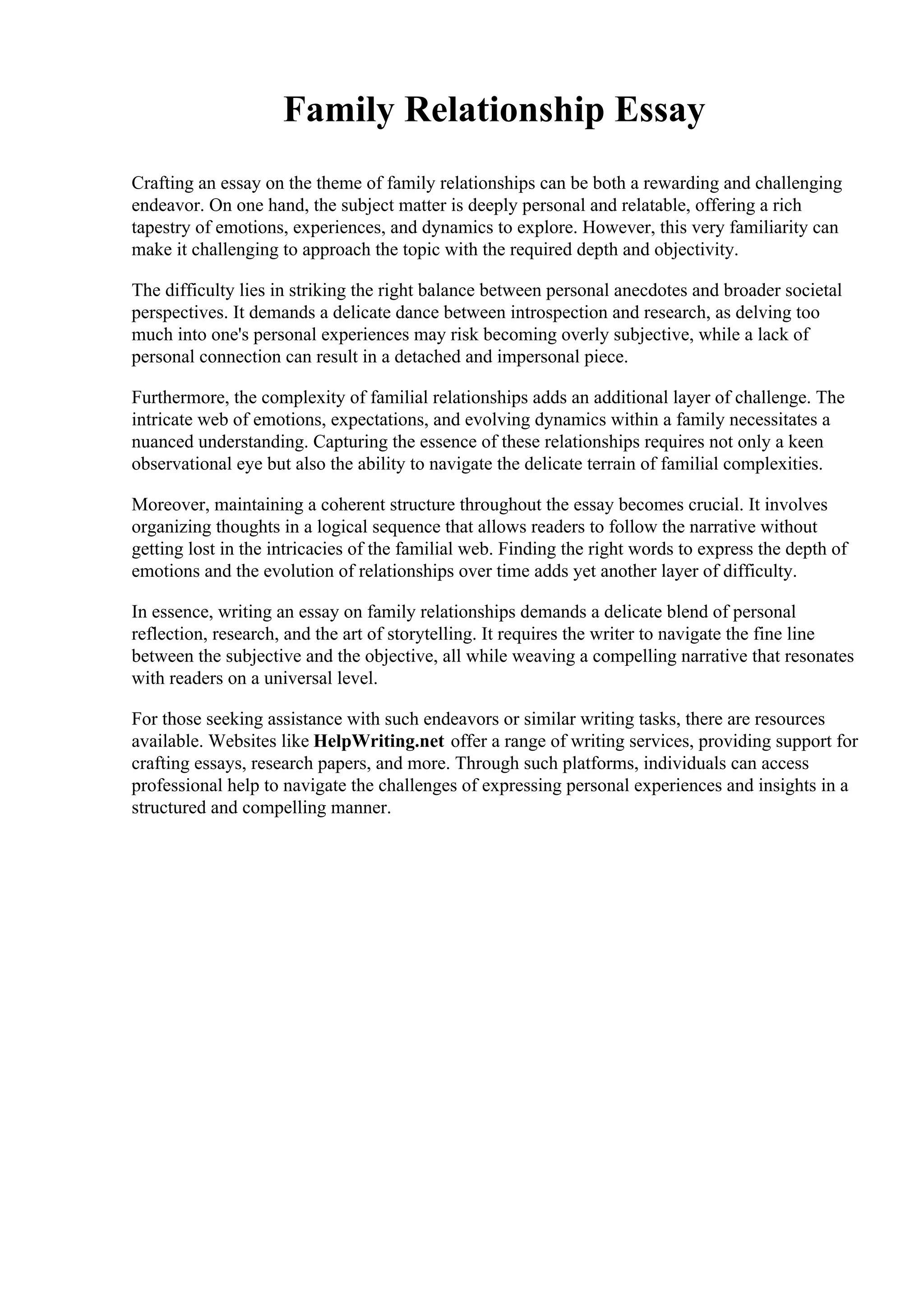 Family Relationship Essay.pdf | Family and Relationships