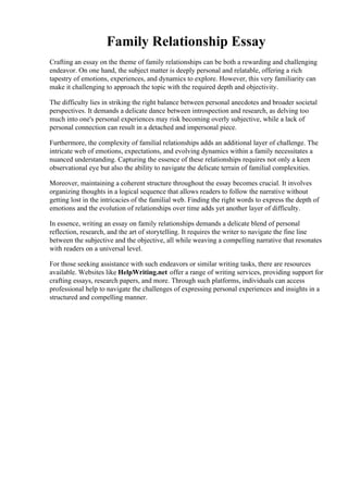 Family Relationship Essay | PDF