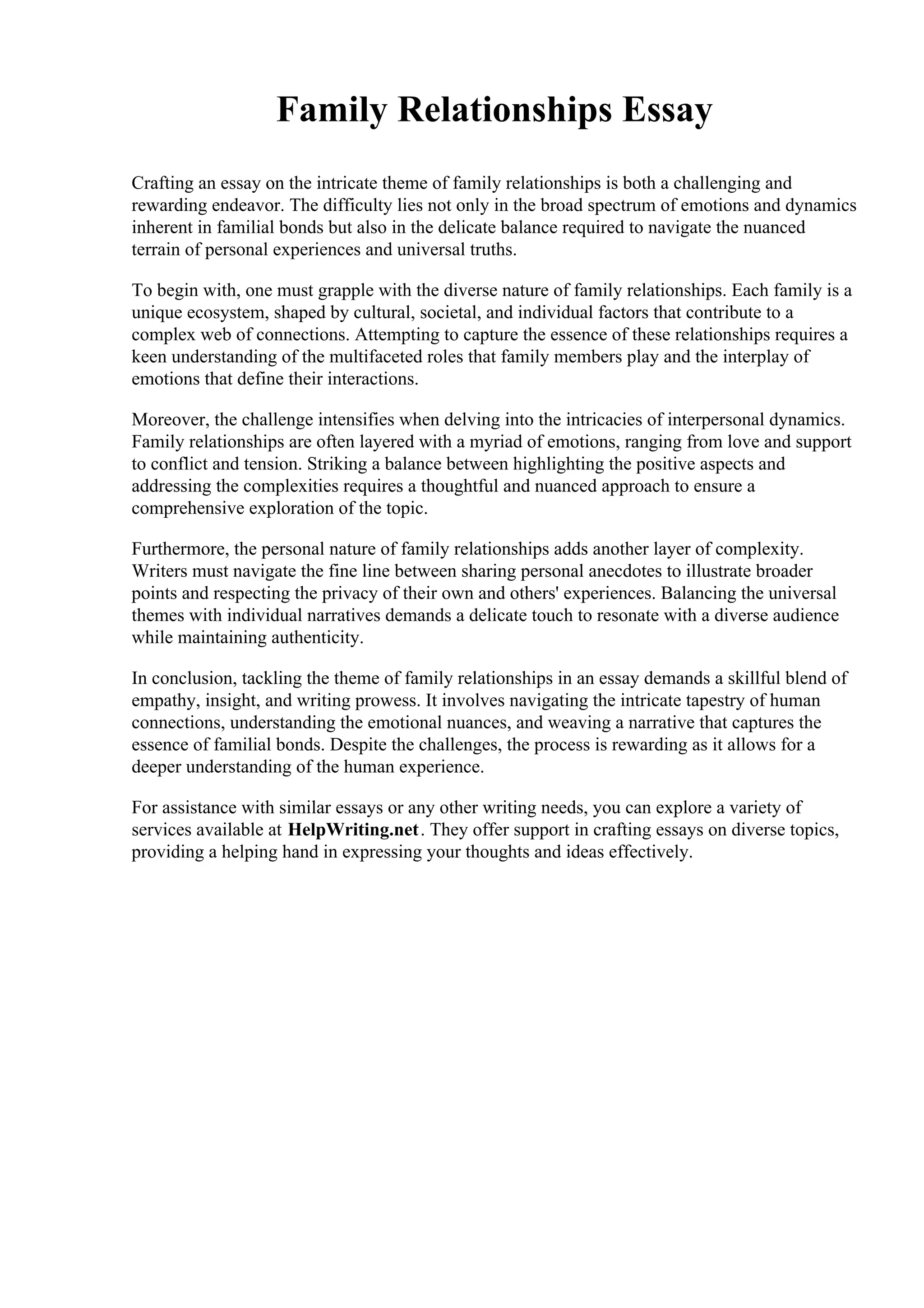 Family Relationships Essay.pdf | Family and Relationships