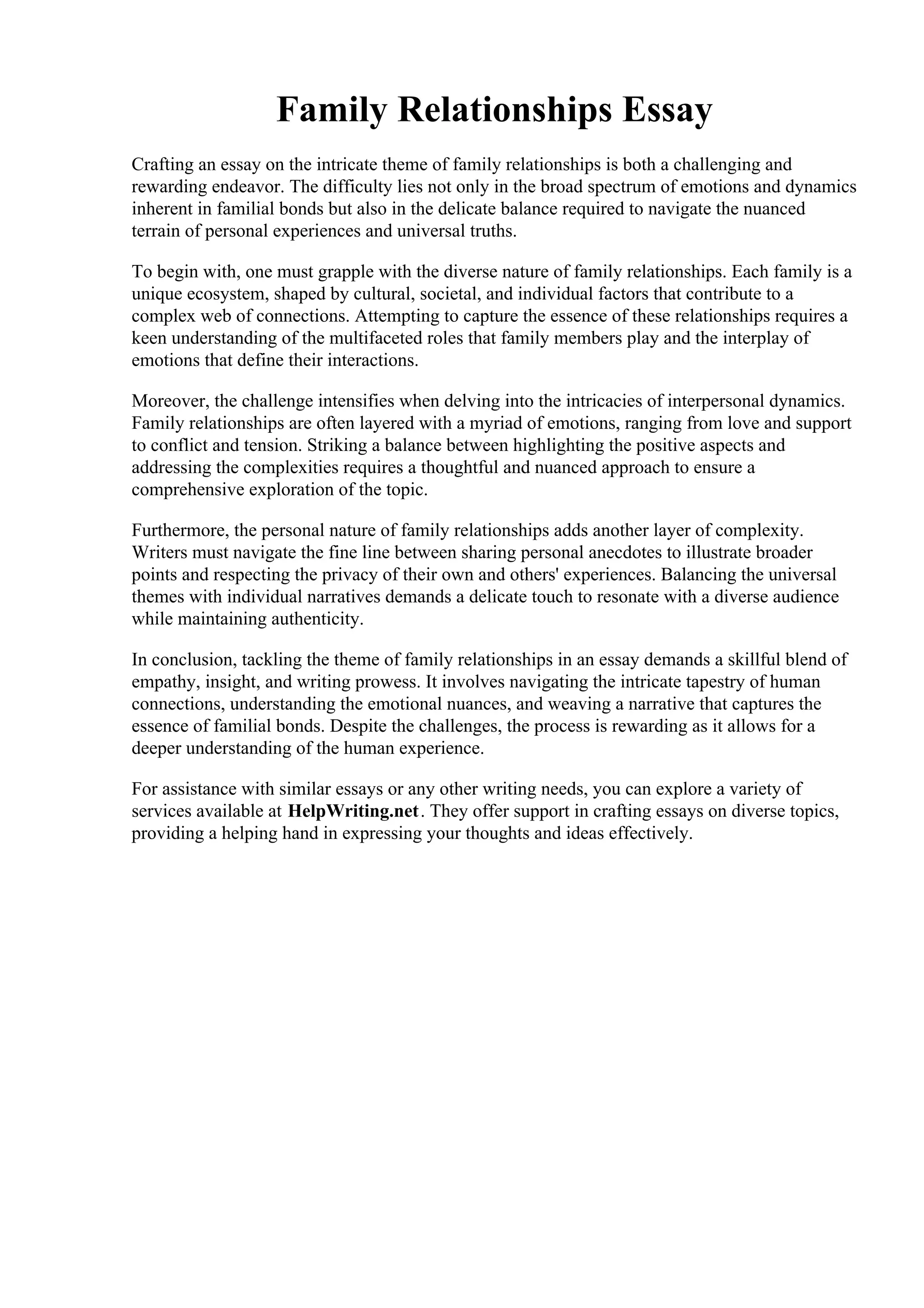 Family Relationships Essay | PDF
