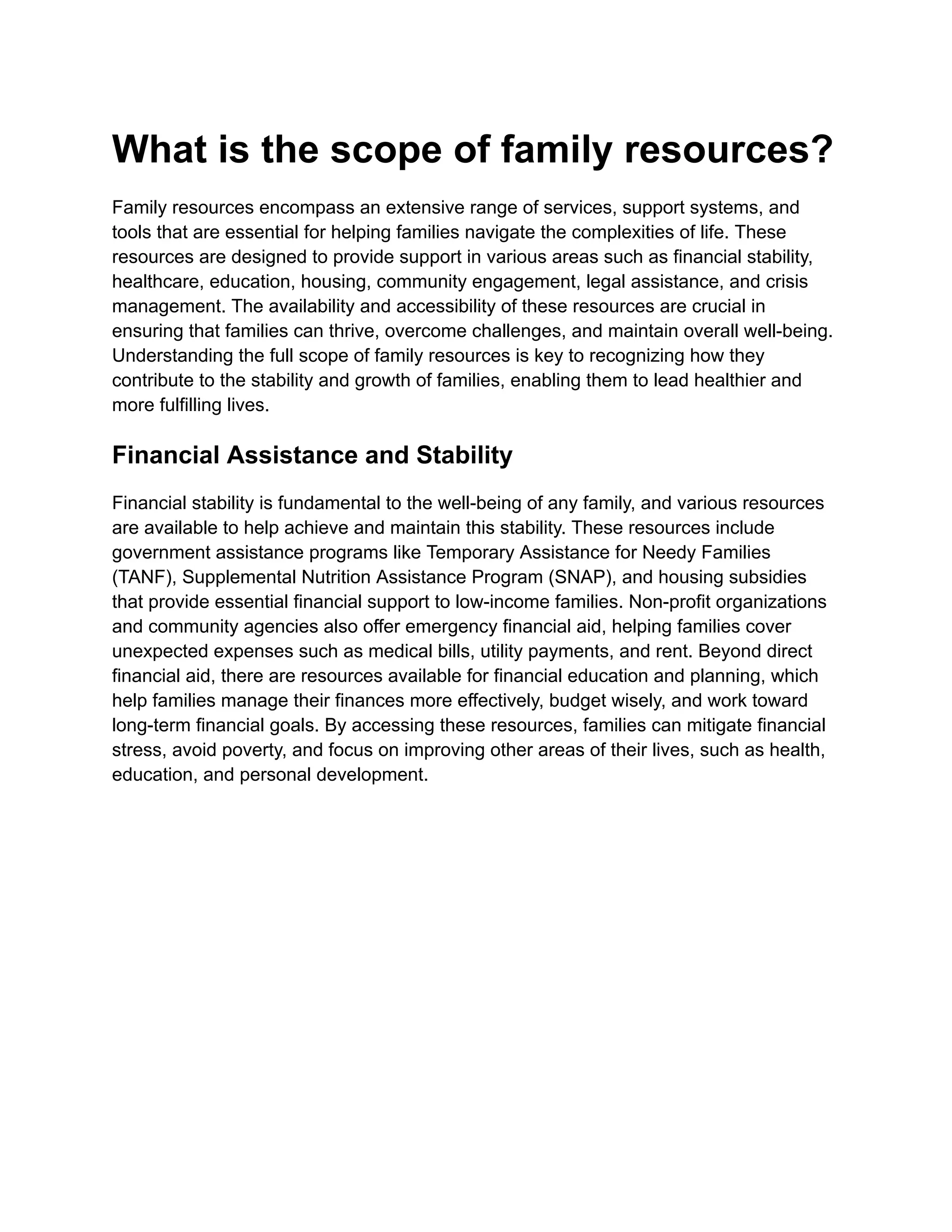 What is the scope of family resources? | PDF