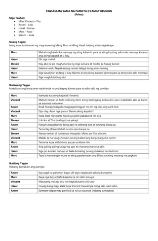 FAMILY REUNION SCRIPT | DOCX