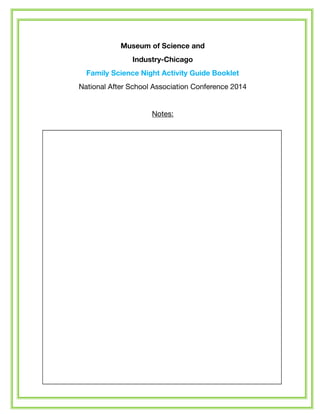 Family Science Night Activity Guide Booklet