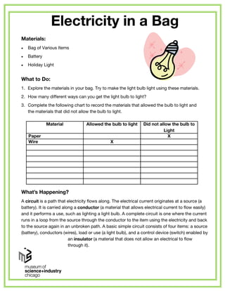 Family Science Night Activity Guide Booklet