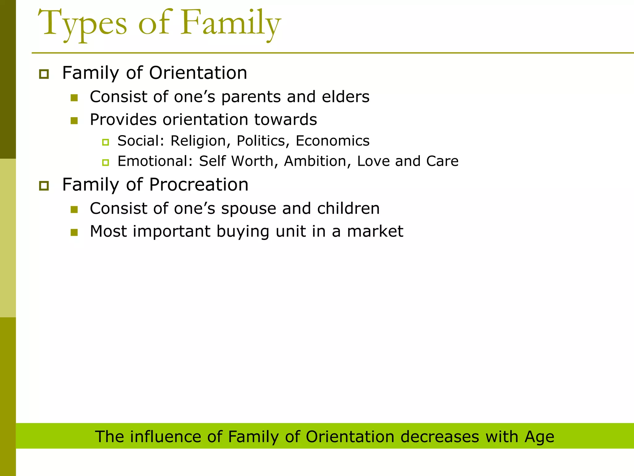 Consumer Behaviour -Family, social class & life cycle | PPTX
