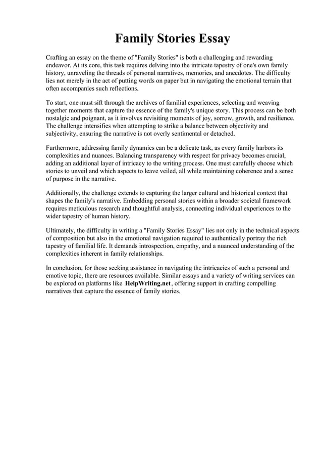 Family Stories Essay | PDF