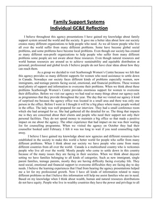 Family support system individual reflection | PDF