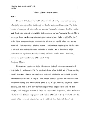 HDFS 3920 Family Systems Analysis Paper | DOCX
