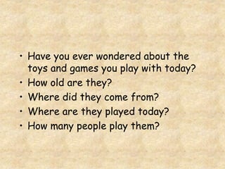 Family toys; Past and Present | PPT