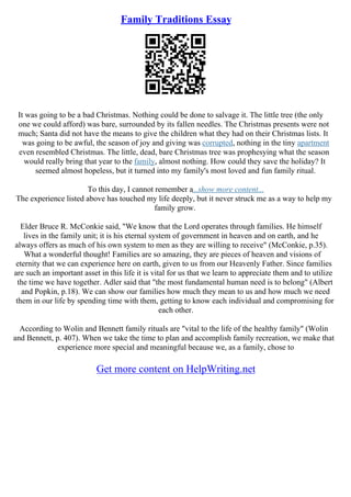 Family Tradition Essay | PDF