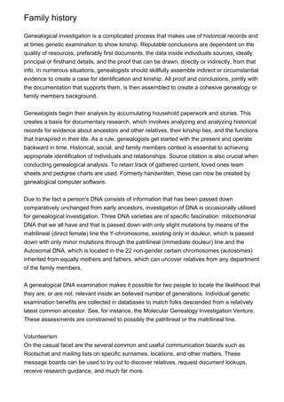 Family history | PDF | Genealogy and Ancestry | Hobbies & Interests