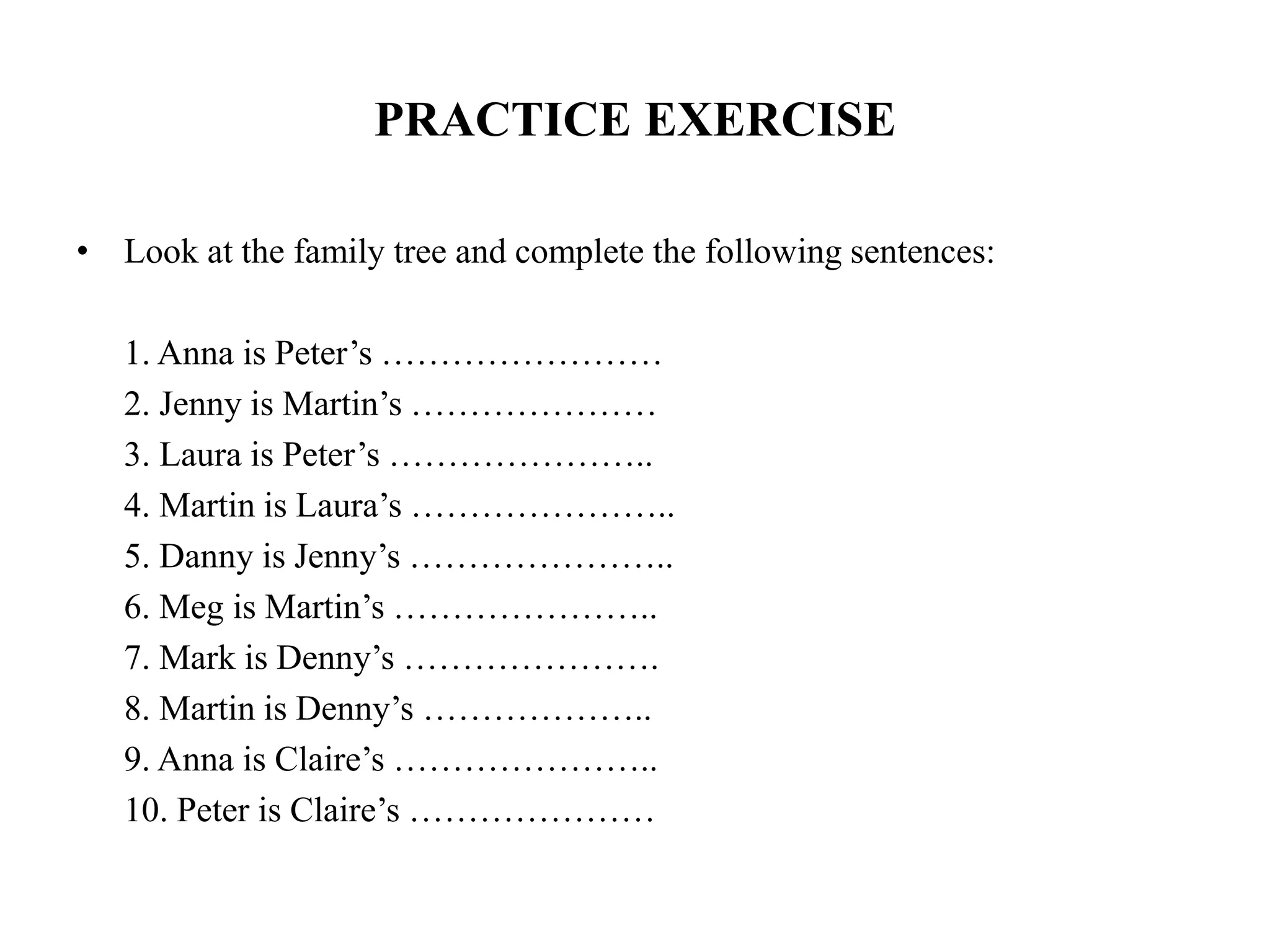 Family tree exercise | PPTX | Genealogy and Ancestry | Hobbies & Interests